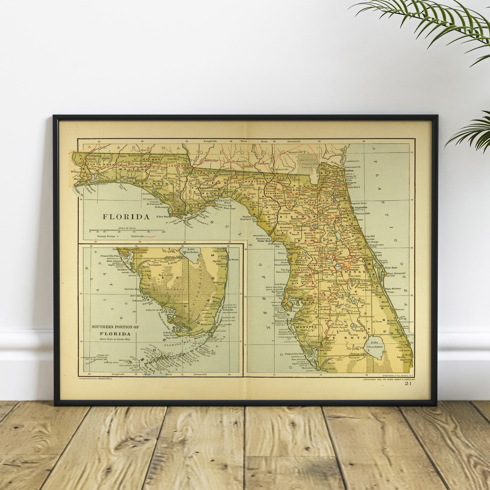 Map of Florida Historical Map of Florida Antique Map of - Etsy