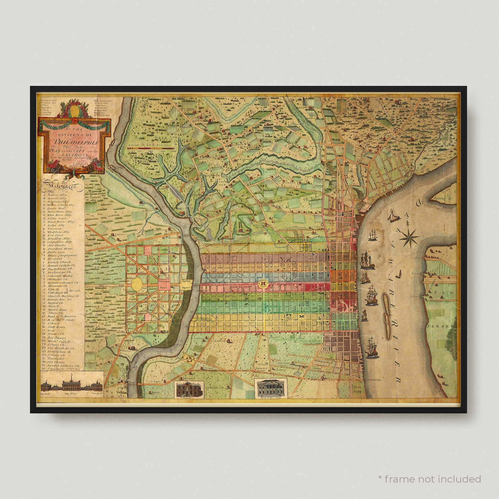 1802 Philadelphia Street Map Antique Map of Philadelphia Old - Etsy