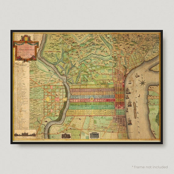 1802 Philadelphia Street Map Antique Map of Philadelphia Old - Etsy
