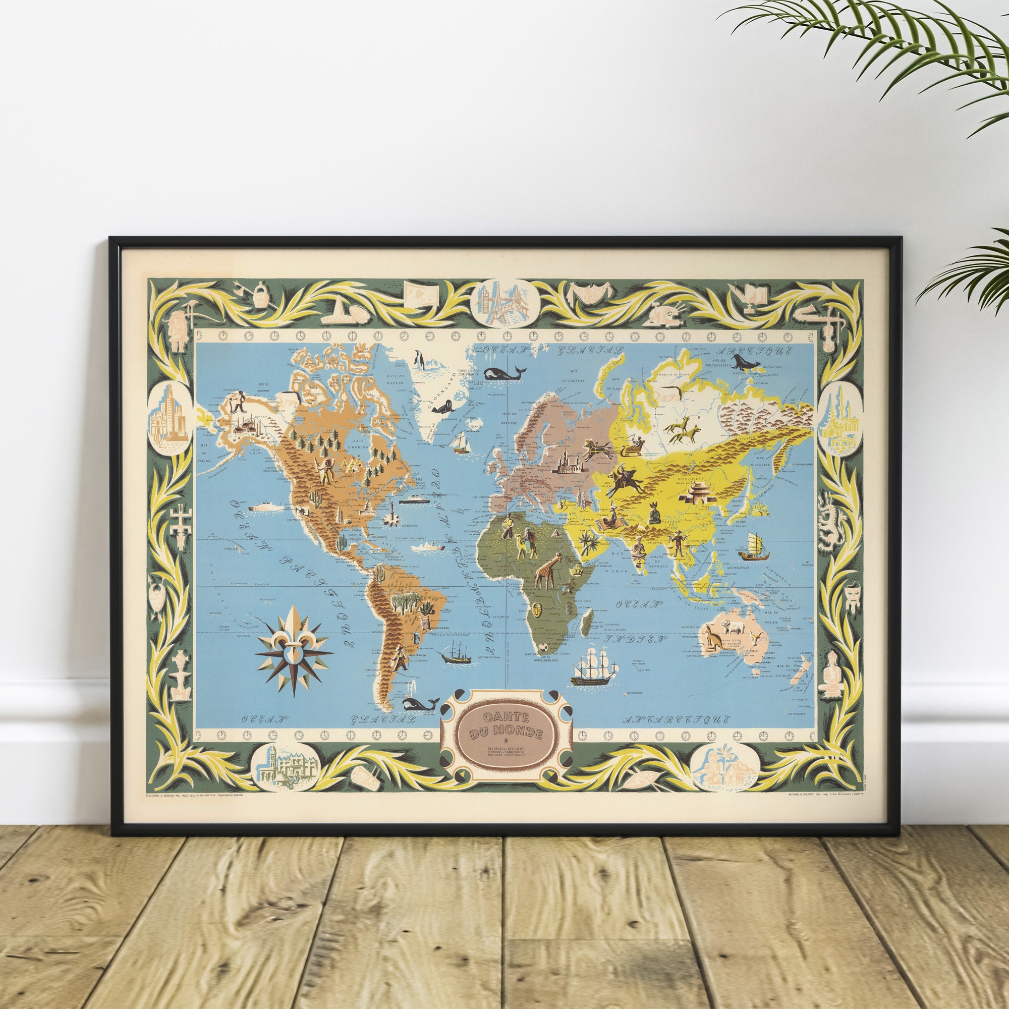 1956 World Map 20th Century Antique Map of the World Old Map - Etsy