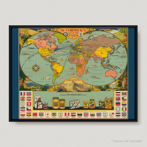 20th Century World Map - Etsy