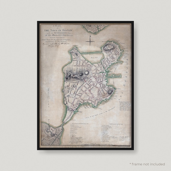 1775 Boston Map Antique Map of Boston Old Historical Map of - Etsy