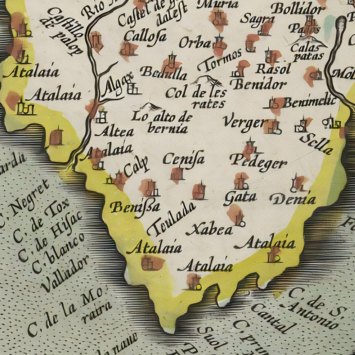 Map of Valencia Antique Map of Valencia Old Historical Map - Etsy