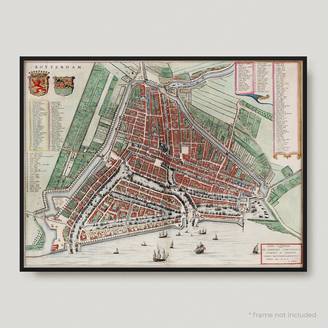 Rotterdam Blaeu, Antique Map of Rotterdam, Old Historical Map of ...