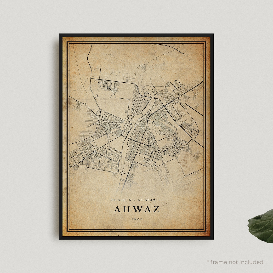 Ahwaz Vintage Map Print Ahwaz Retro Map Poster Antique Style - Etsy