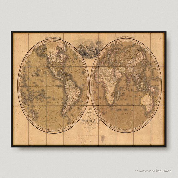 1819 an Authentic Map of the World on the Globular Projection - Etsy