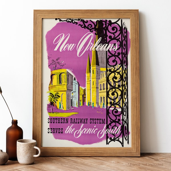 New Orleans Vintage Travel Poster - Etsy