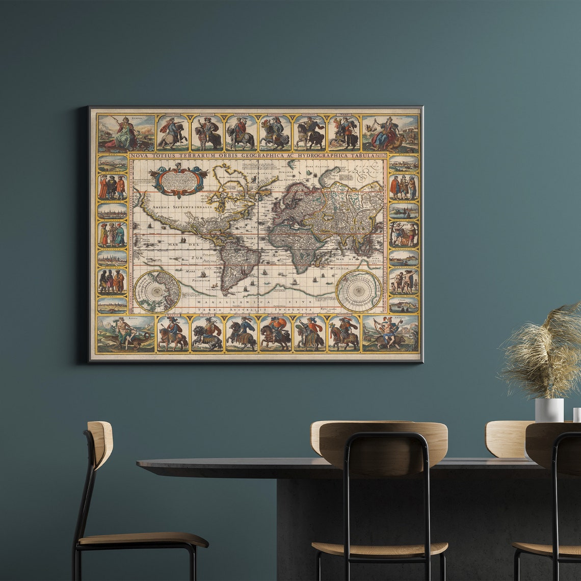 1652 World Map and Hydrographic Map 17th Century Antique Map | Etsy