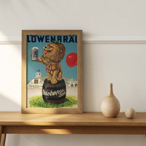 Lowenbrau Vintage Poster, German Beverage Retro Print, German Beverage ...