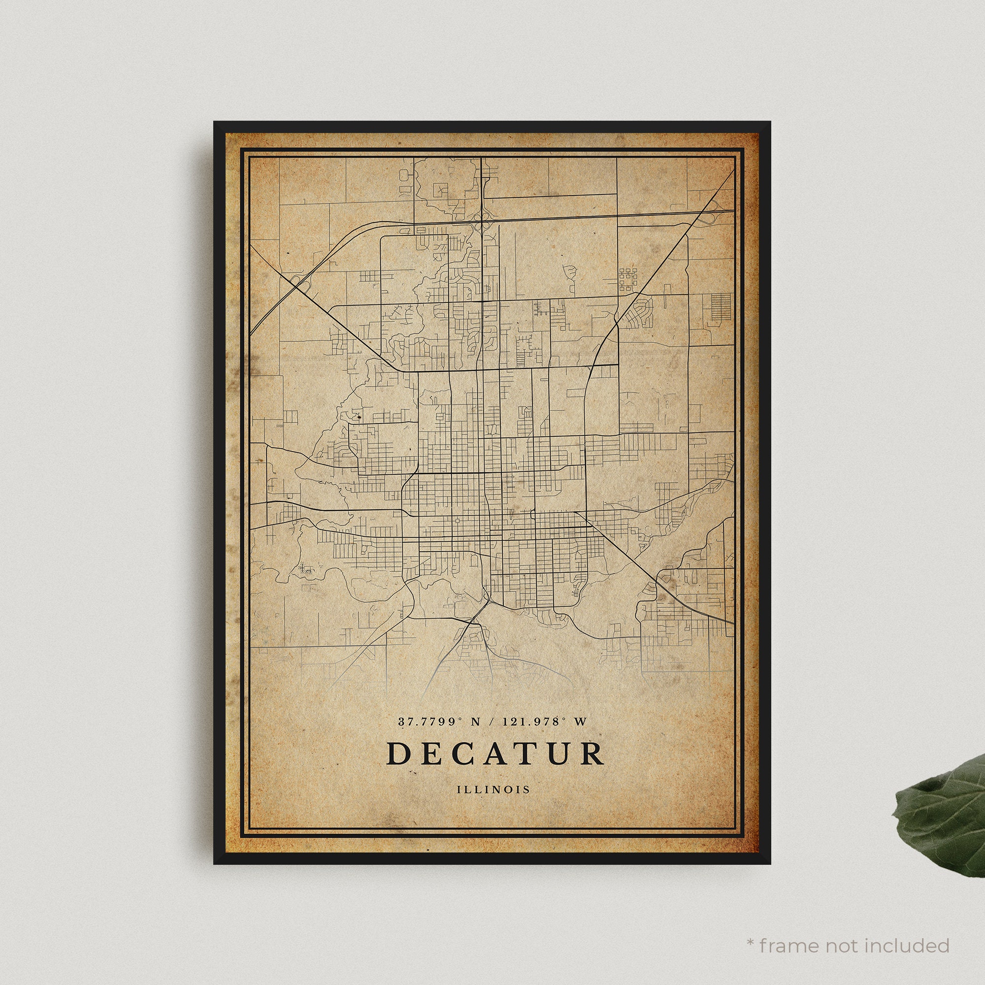 Decatur Vintage Map Print Decatur Retro Map Poster Antique - Etsy