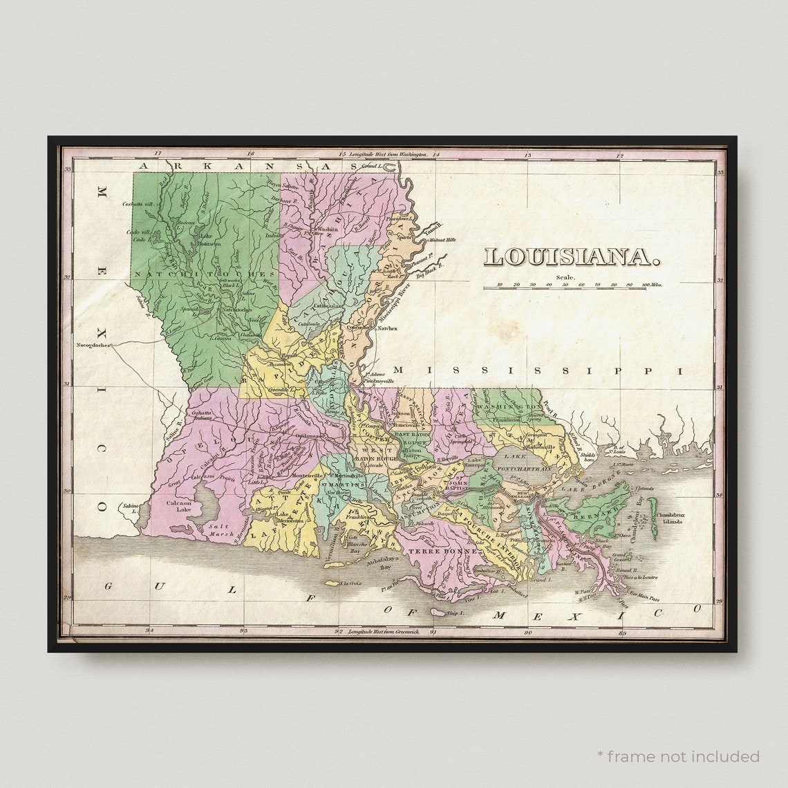 1827 Map of Louisiana Historical Map of Louisiana Antique - Etsy