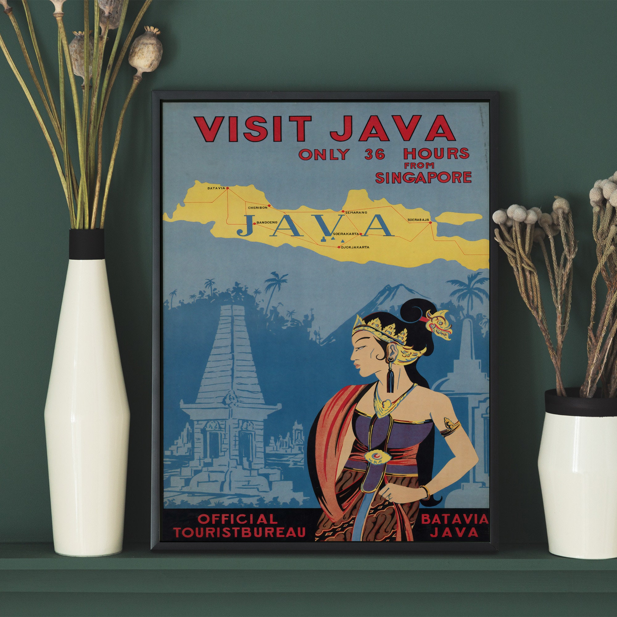 Java Vintage Poster Java Retro Druck Vintage Holländisches | Etsy