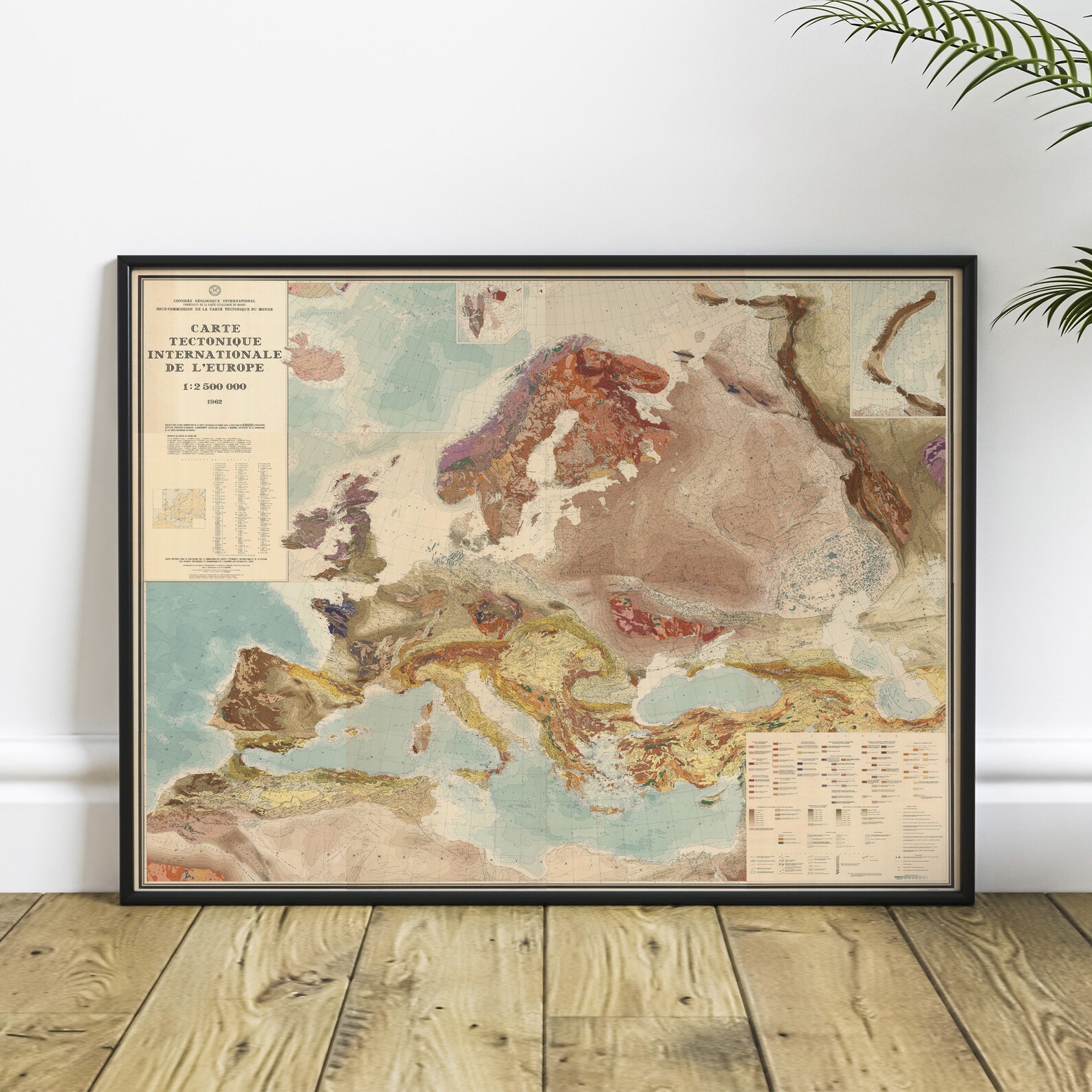 1962 International Tectonic Map of Europe, 20th Century Antique Map of ...