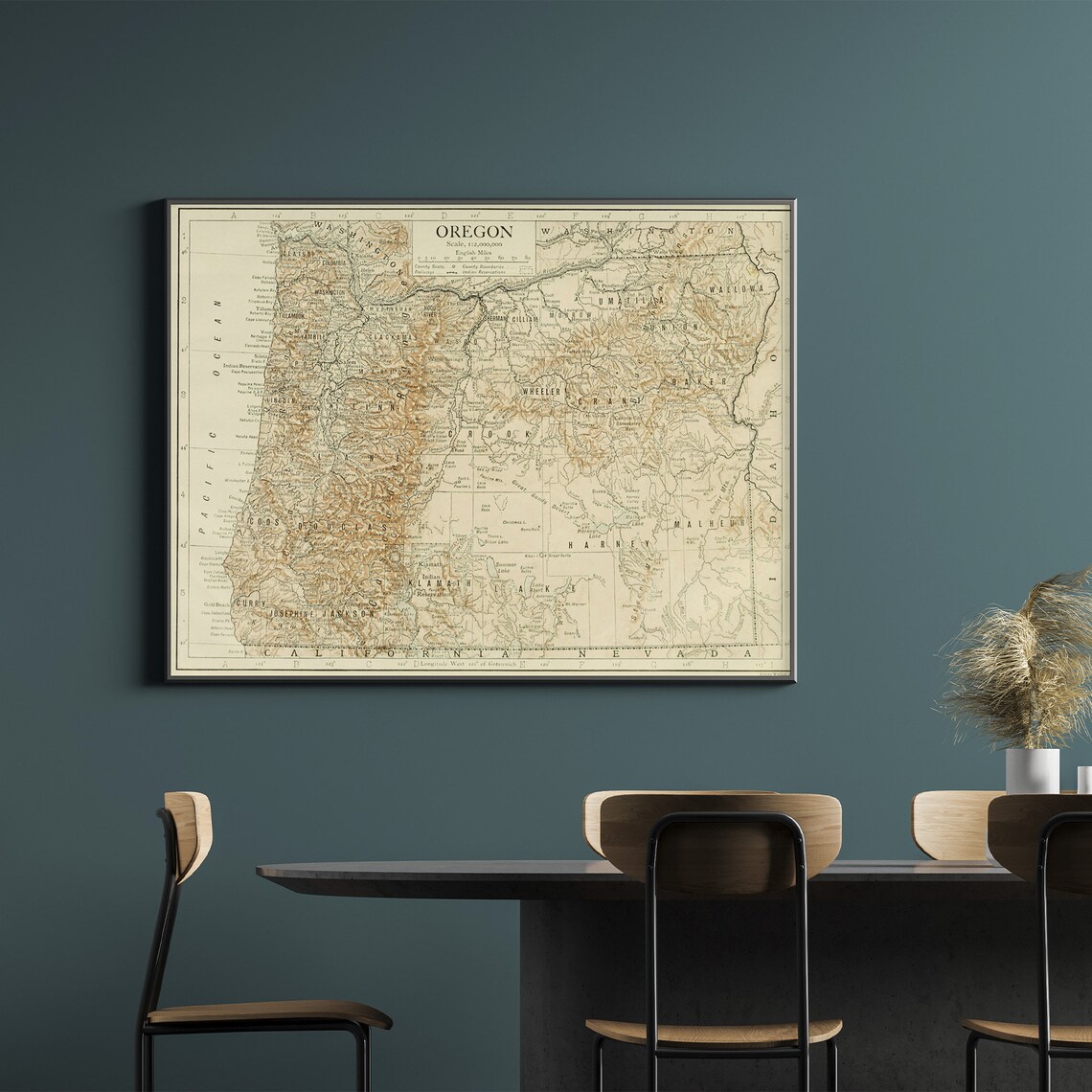 1911 Map of Oregon, Historical Map of Oregon, Antique Map of Oregon ...