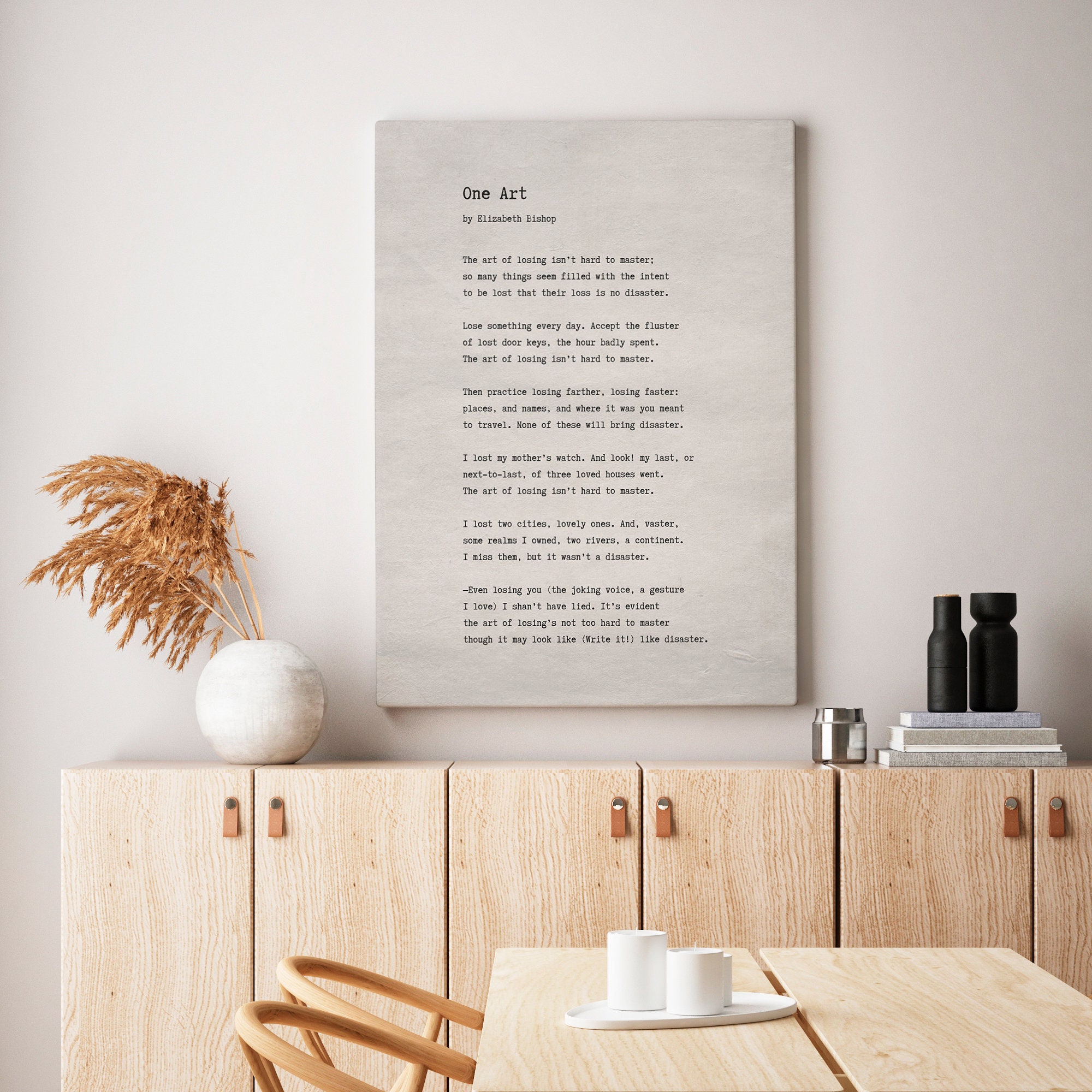 One Art by Elizabeth Bishop Poem Print Vintage Canvas Print | Etsy