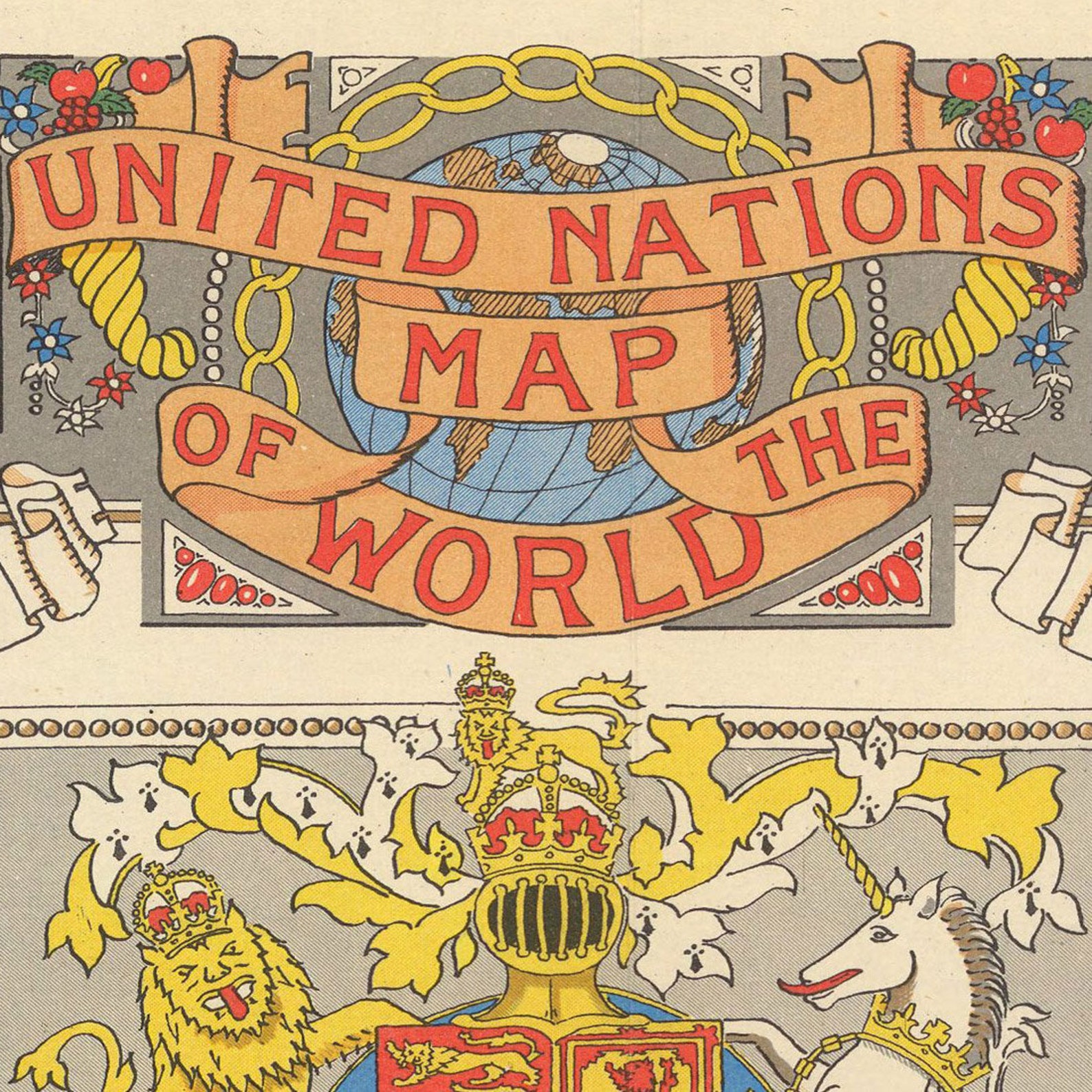 1948 United Nations Map of the World 20th Century Antique Map - Etsy