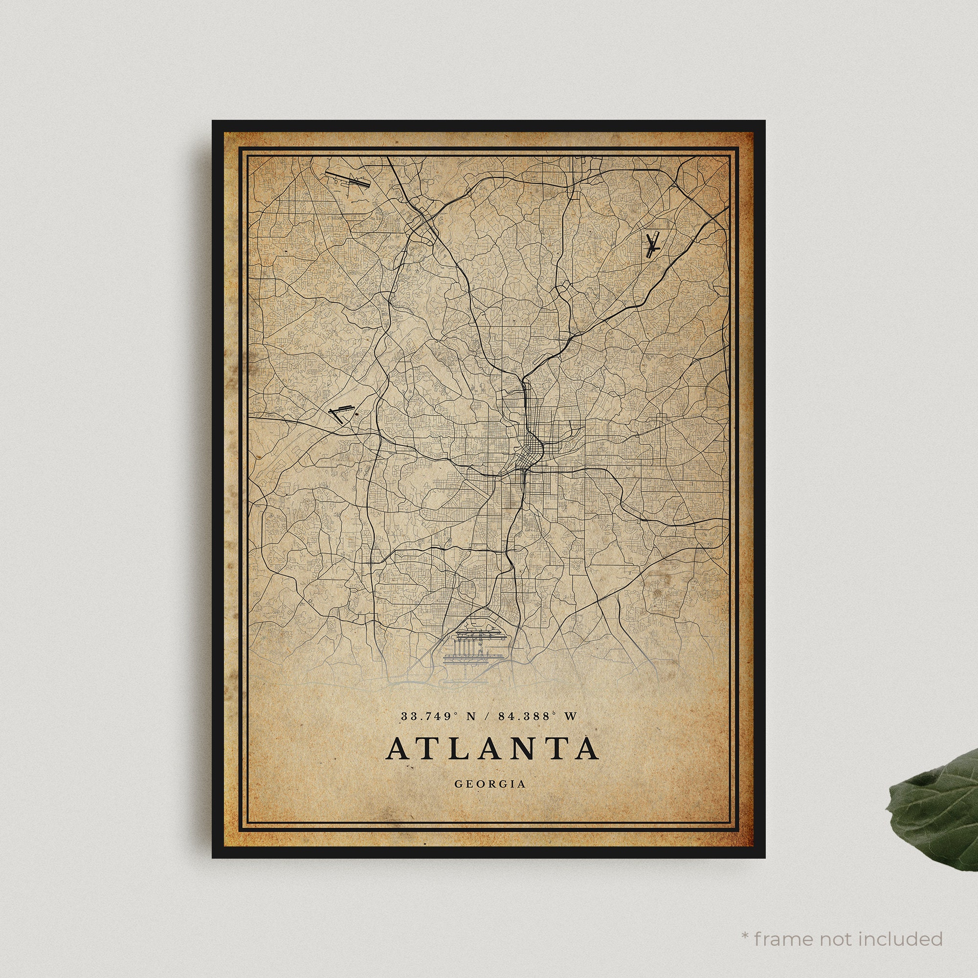 Atlanta Vintage Map Print Atlanta Retro Map Poster Antique - Etsy