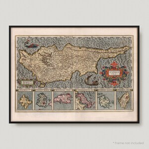 1623 Cyprus, Antique Map of Cyprus, Old Map of Cyprus, Vintage Cyprus ...
