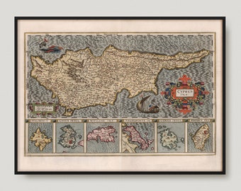 Cyprus Old Map - Etsy