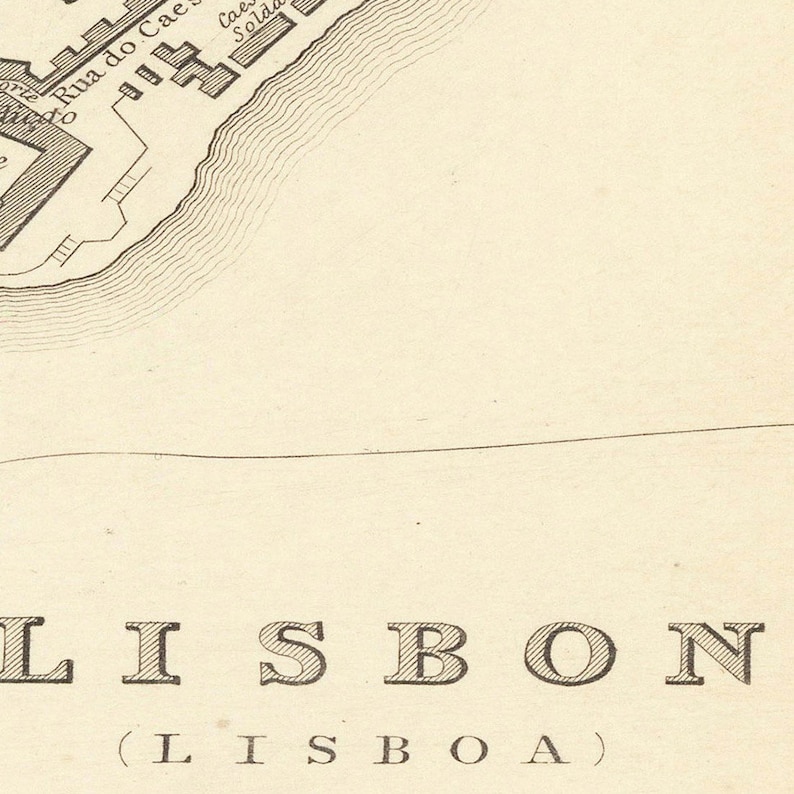 1833 Map of Lisbon Antique Map of Lisbon Old Historical Map | Etsy