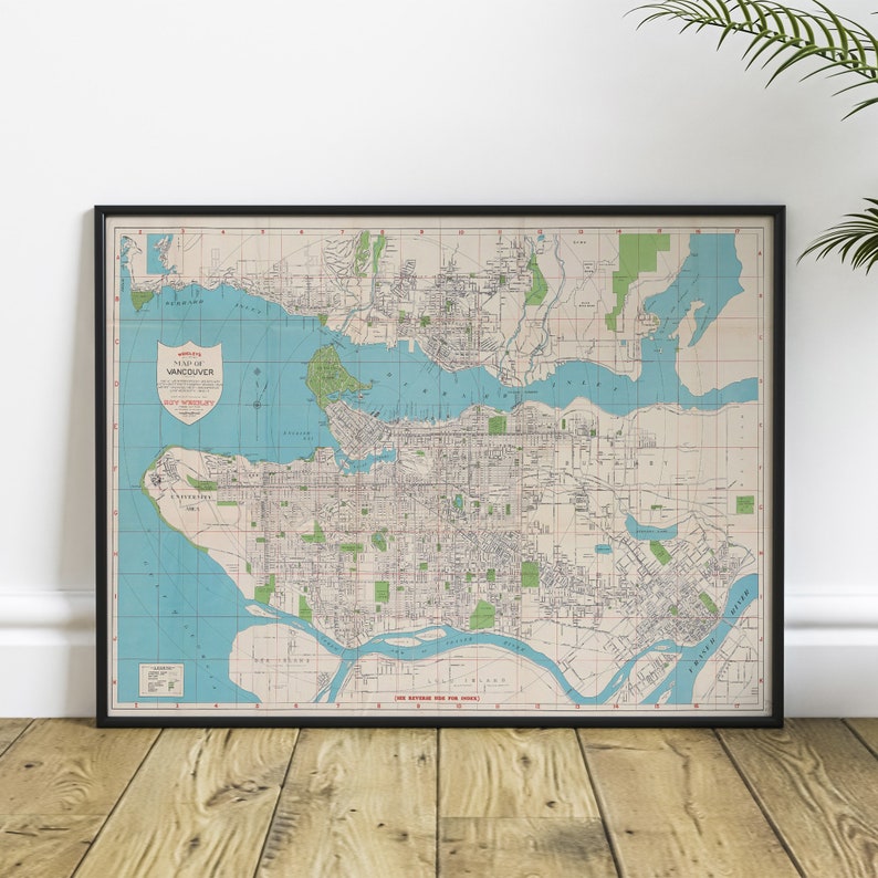 1947 Map of Vancouver Antique Map of Vancouver Old - Etsy