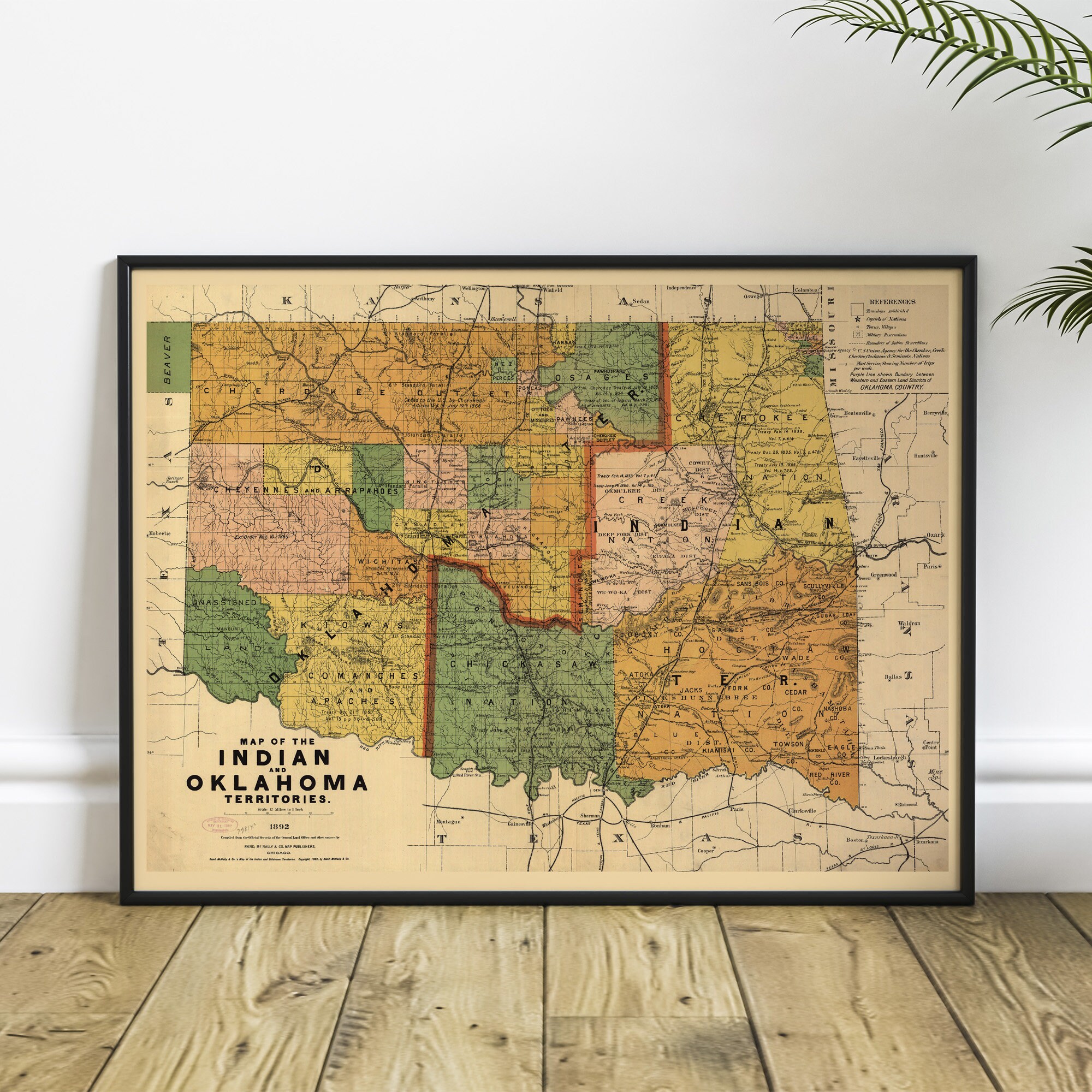 Map of the Indian and Oklahoma Territories Historical Map of - Etsy