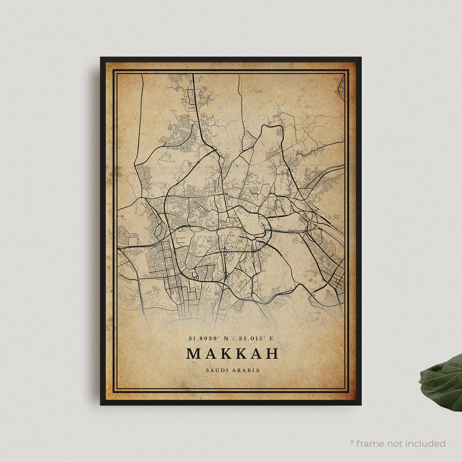 Makkah Vintage Map Print Makkah Retro Map Poster Antique - Etsy