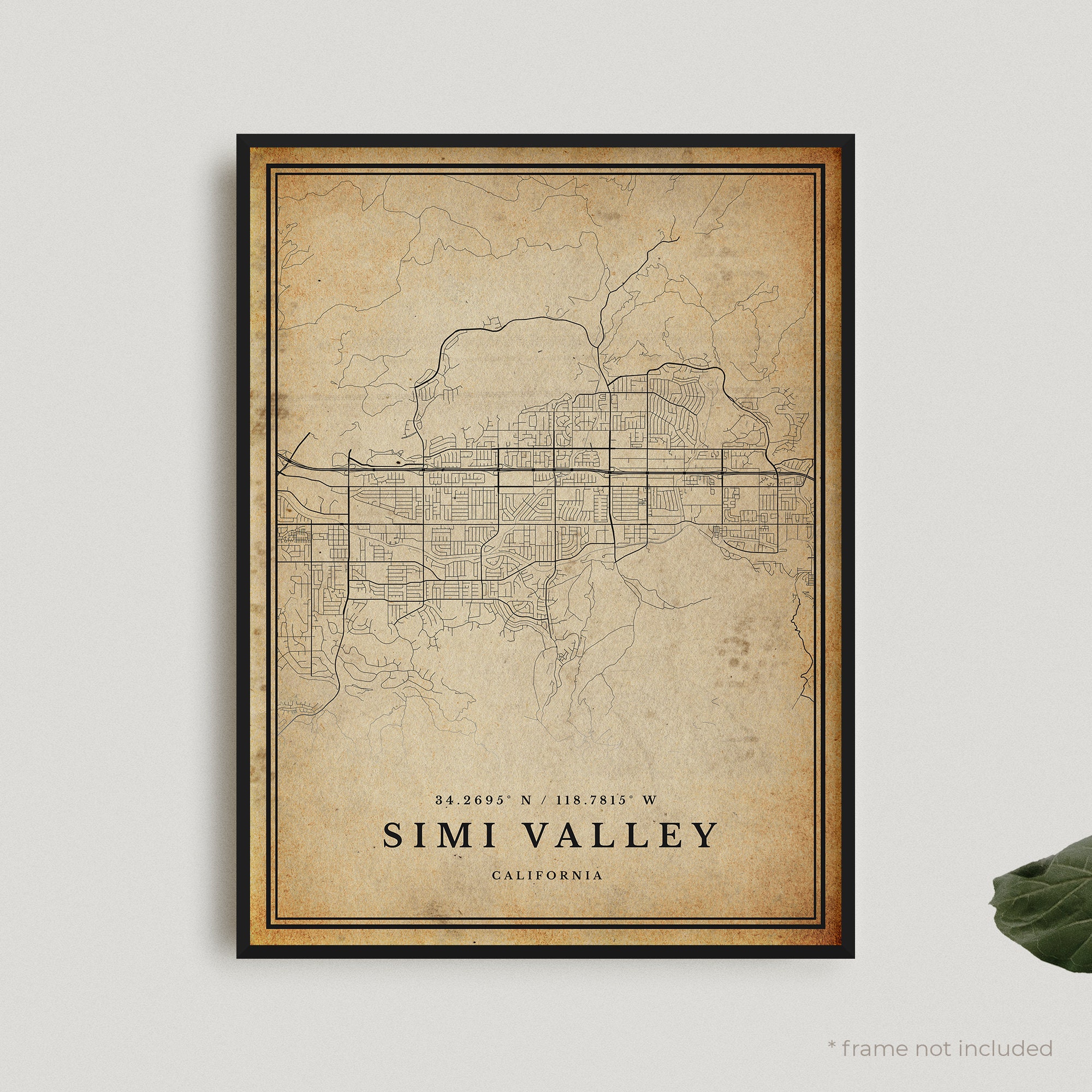 Simi Valley Vintage Map Print Simi Valley Retro Map Poster | Etsy