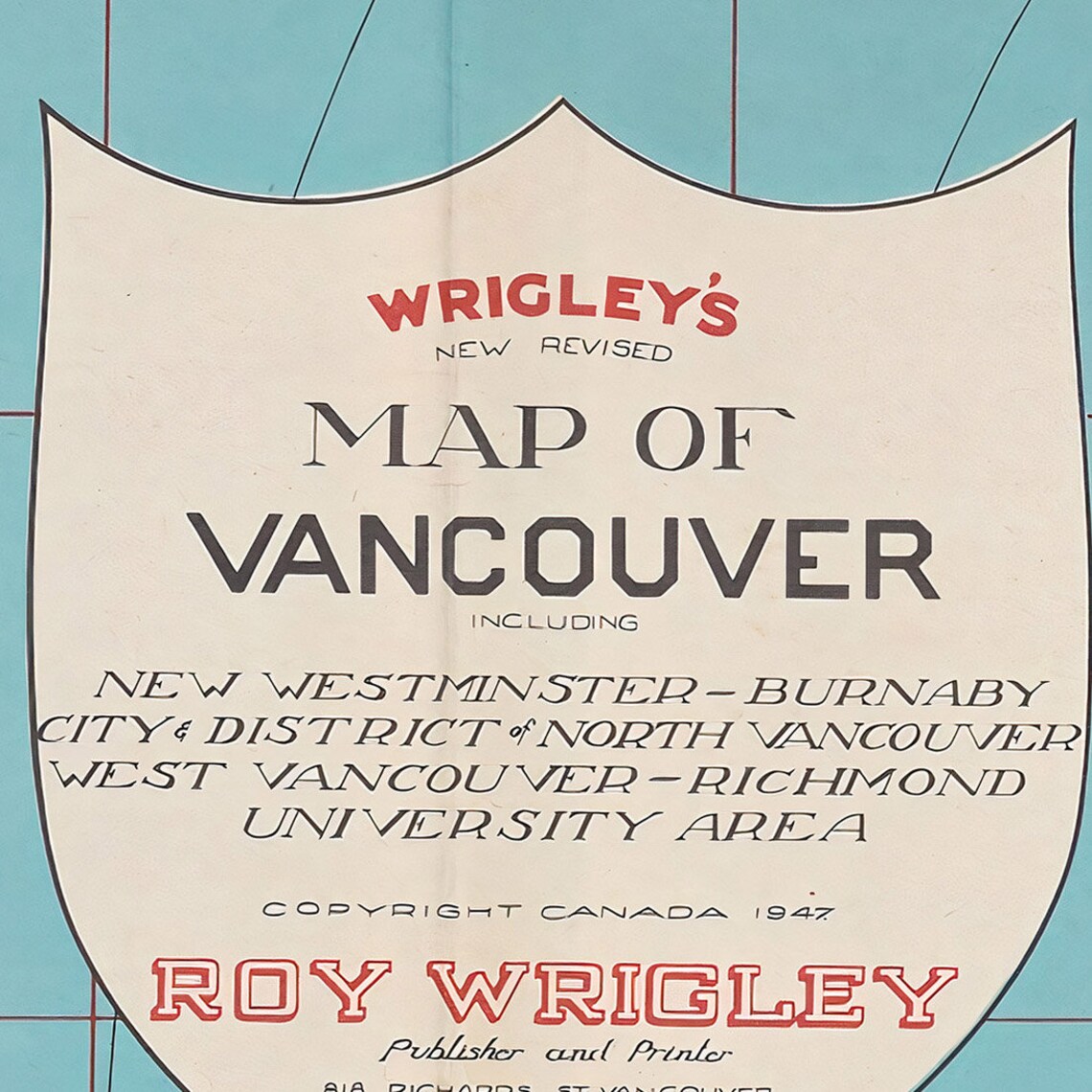 1947 Map of Vancouver Antique Map of Vancouver Old - Etsy