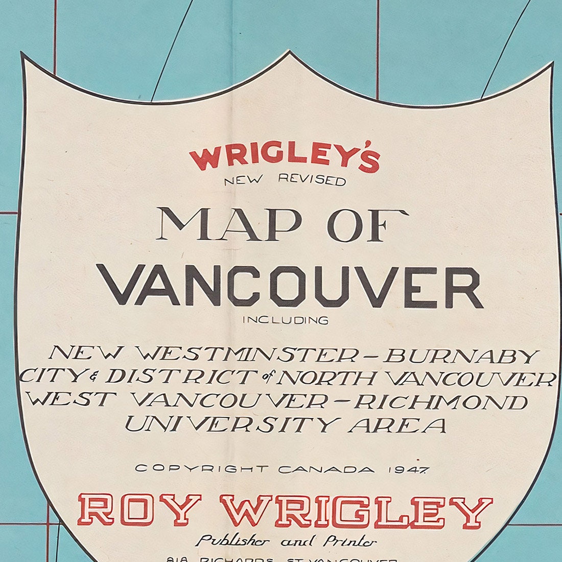 1947 Map of Vancouver Antique Map of Vancouver Old - Etsy