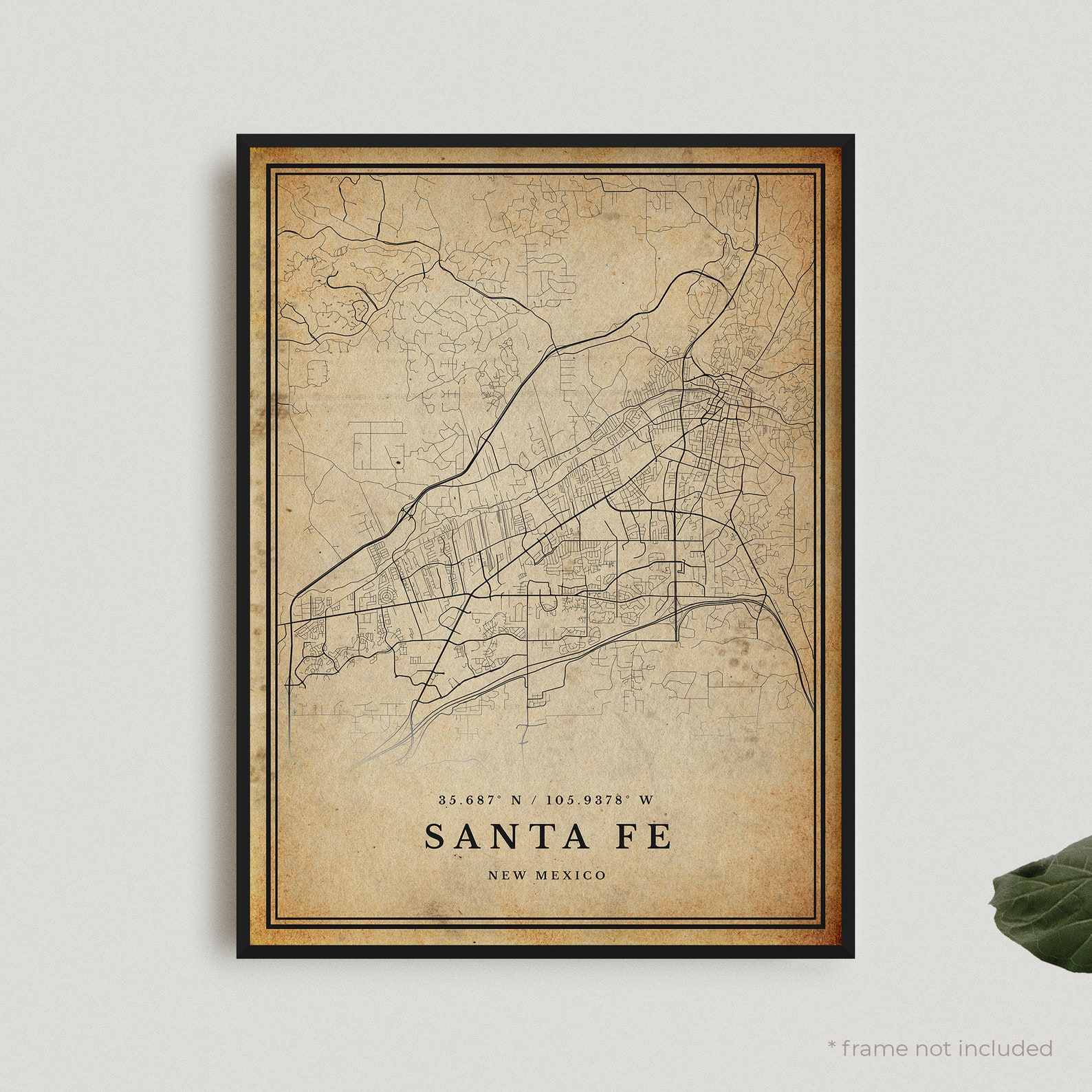 Santa Fe Vintage Map Print, Santa Fe Retro Map Poster, Antique Style ...