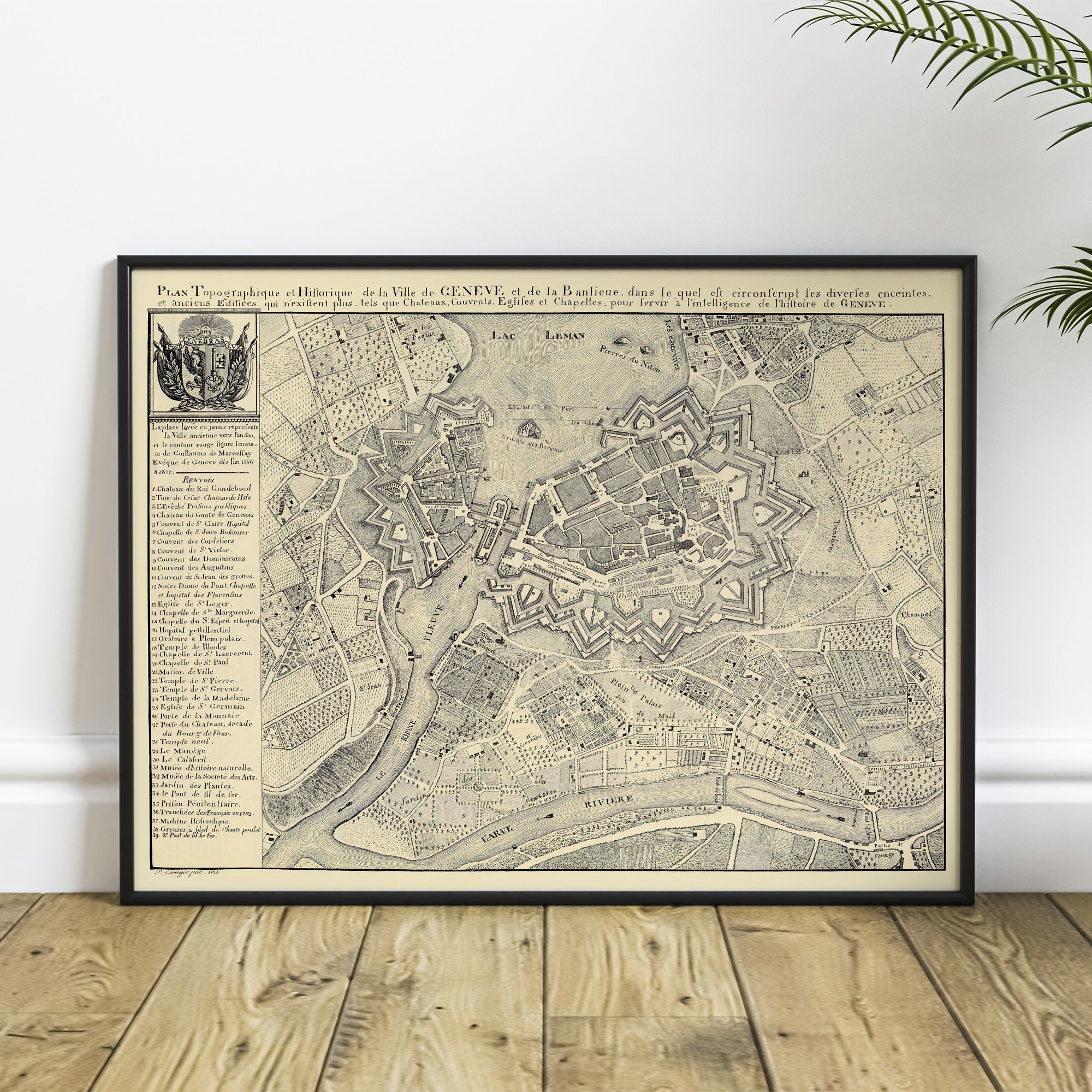 1825 Map of Geneva Antique Map of Geneva Old Historical Map - Etsy