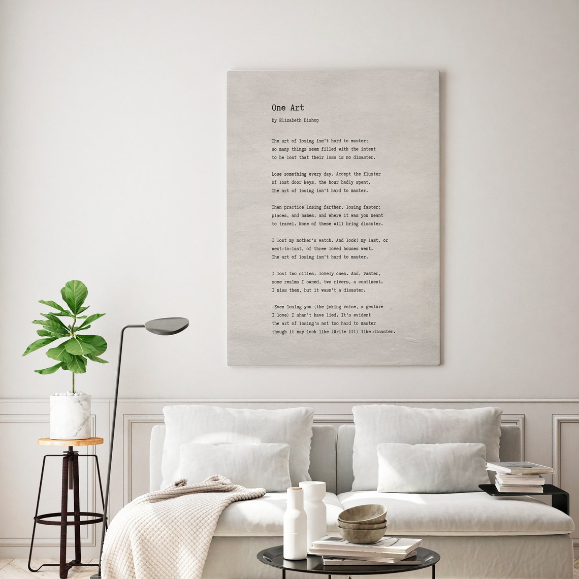One Art by Elizabeth Bishop Poem Print - Vintage Canvas Print, Poetry ...