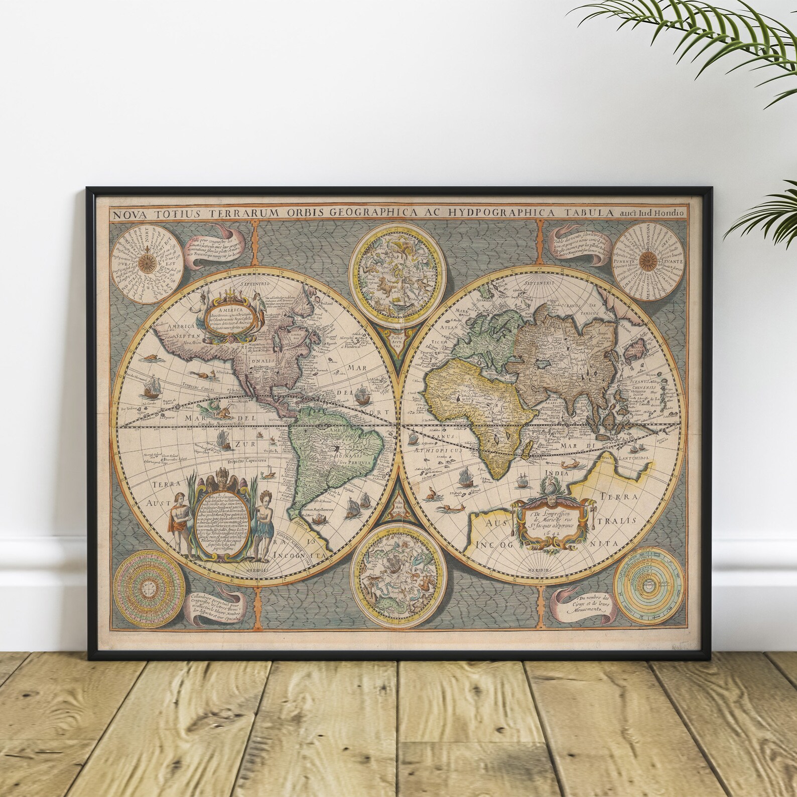 1642 World Map and Hydrographic Map 17th Century Antique Map - Etsy