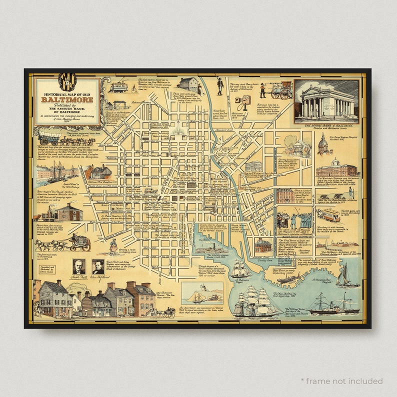 1897 Historical Map of Old Baltimore Antique Map of - Etsy