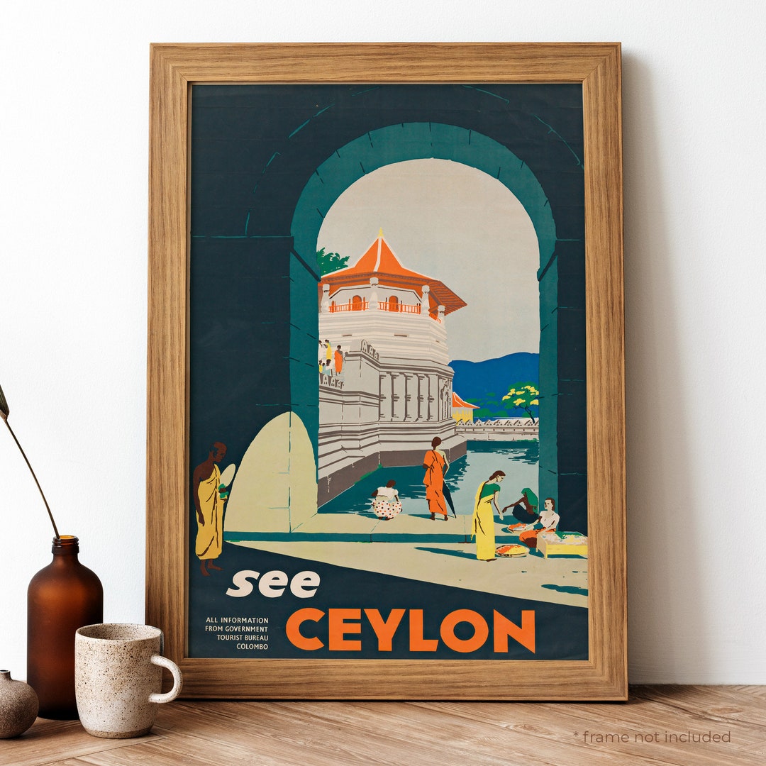 Ceylon Vintage Poster, Ceylon Retro Print, Vintage British Travel ...