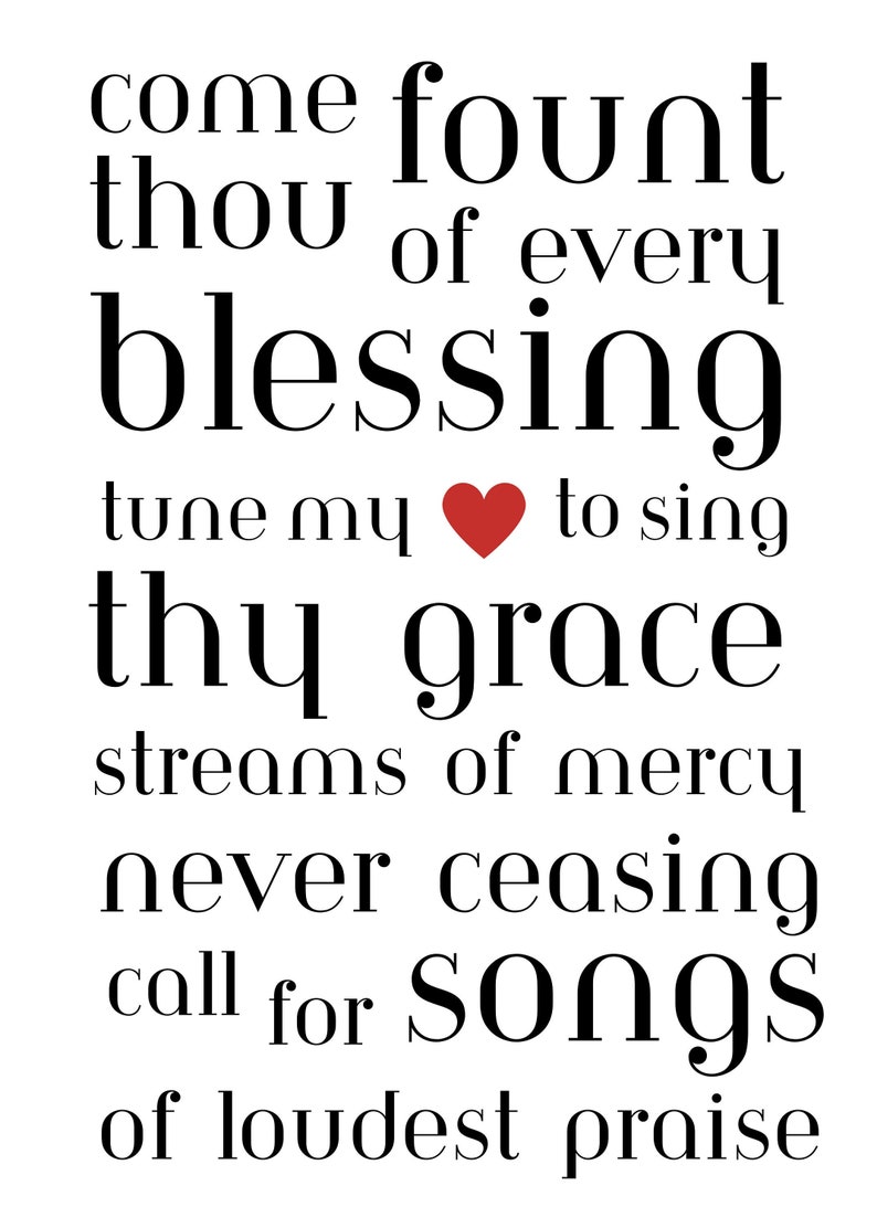 Come Thou Fount Lyric Digital Download • Come Thou Fount Hymn Digital ...