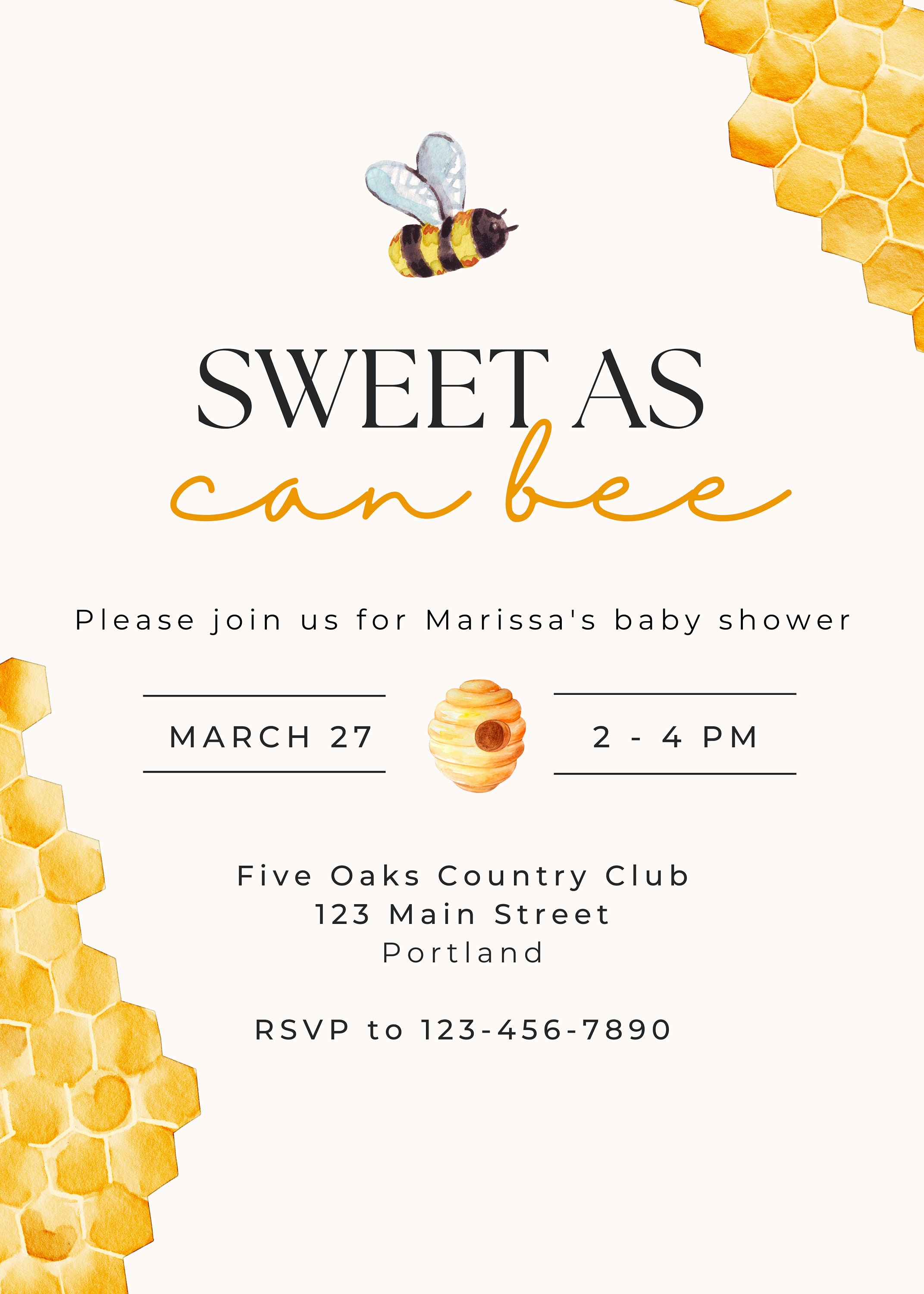 Sweet as Can Bee Baby Shower Invite • Personalized Baby Shower ...