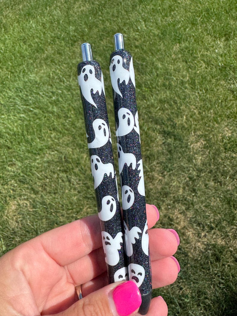 Halloween Ghost Pen | Epoxy Glitter Pen | Spooky Stationery Gift ...