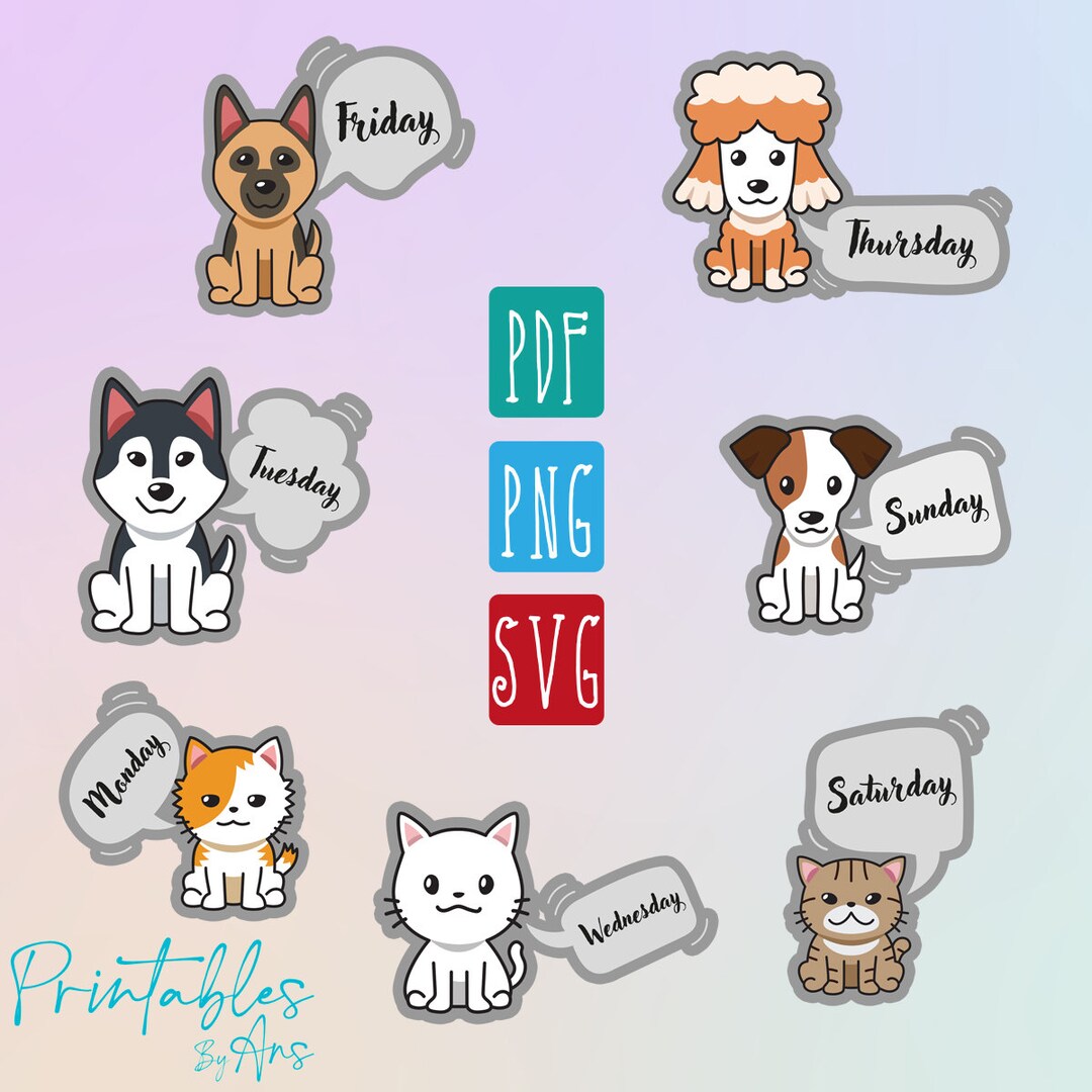 Cute Dog Printable Stickers, Personal Journal Digital Download, Planner ...