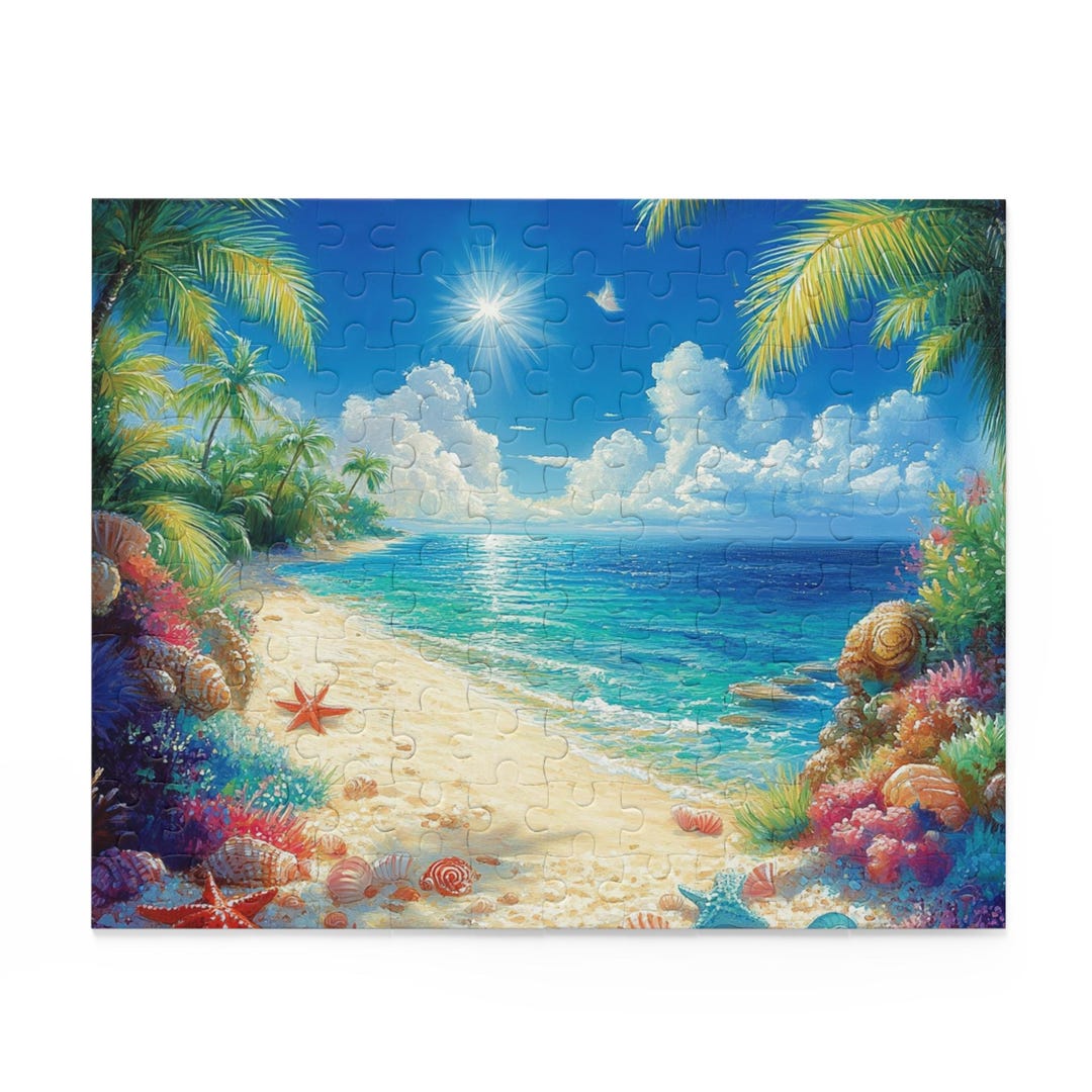 Beach Scene Puzzle, 120 252 500 Piece Jigsaw, Relaxing Home Decor ...