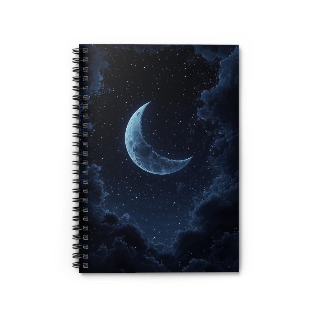 Spiral Notebook Moon and Stars Design, Celestial Stationery, Night Sky ...