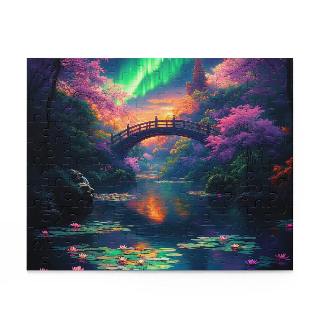 Jigsaw Puzzle, Enchanting Bridge and Aurora, 120 252 500 Piece ...