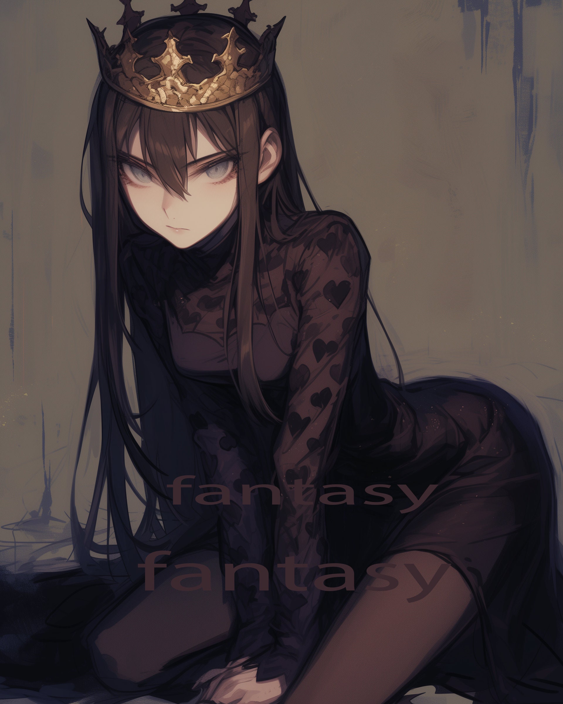 Dark Queen Art Print Royal Portrait Gothic Artwork Mysterious Royal ...