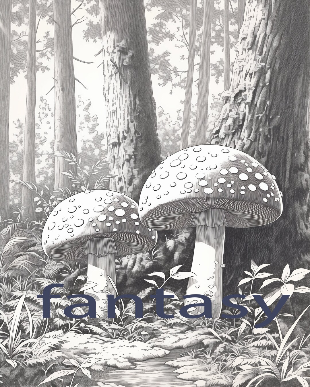 Mushrooms Coloring Page Tranquil Forest Printable Art Mindful Activity ...