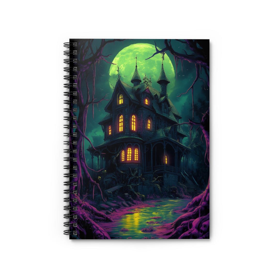 Haunted House Notebook | Spooky Spiral Journal, Gothic Writing Planner ...