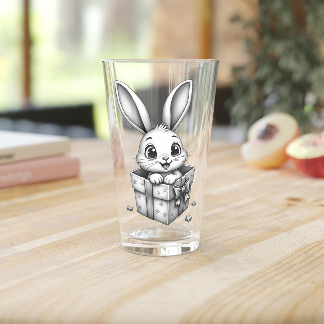 Cute Bunny Pint Glass, Fun Barware for Easter, Animal Lover Gift, Cute ...
