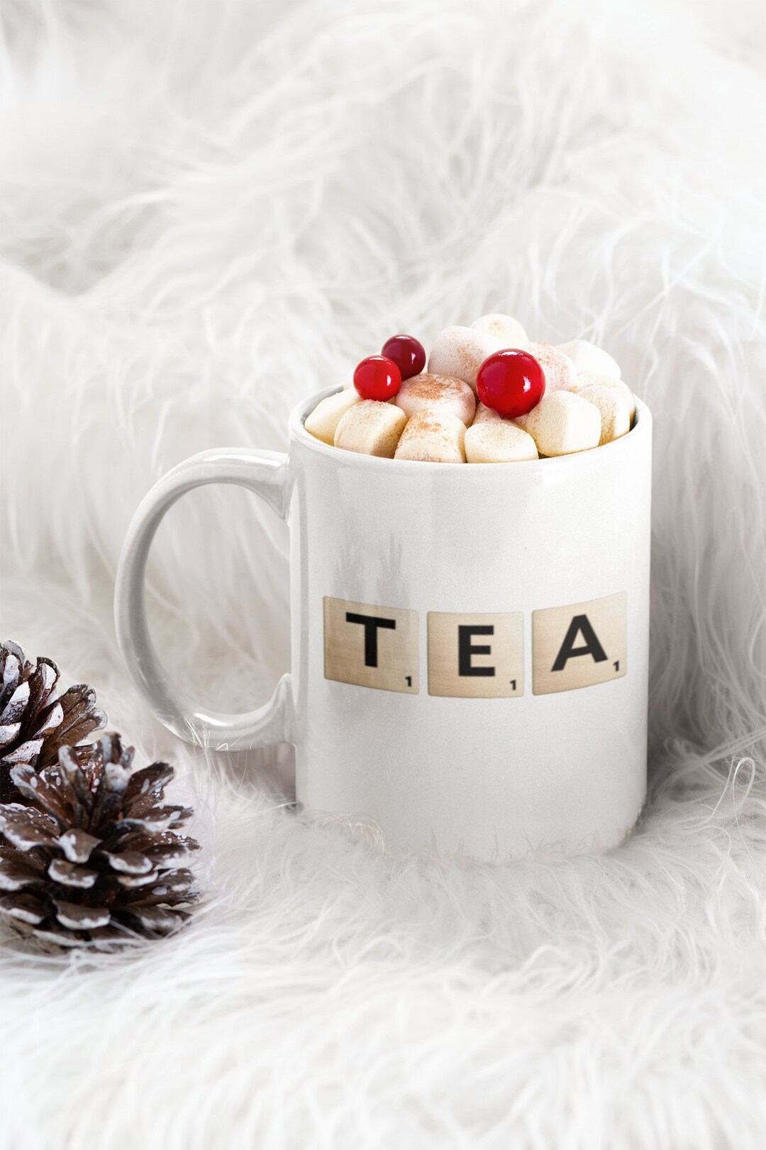 Scrabble Tile Letters Spell Tea White Mug | Scrabble Board Game Gift ...