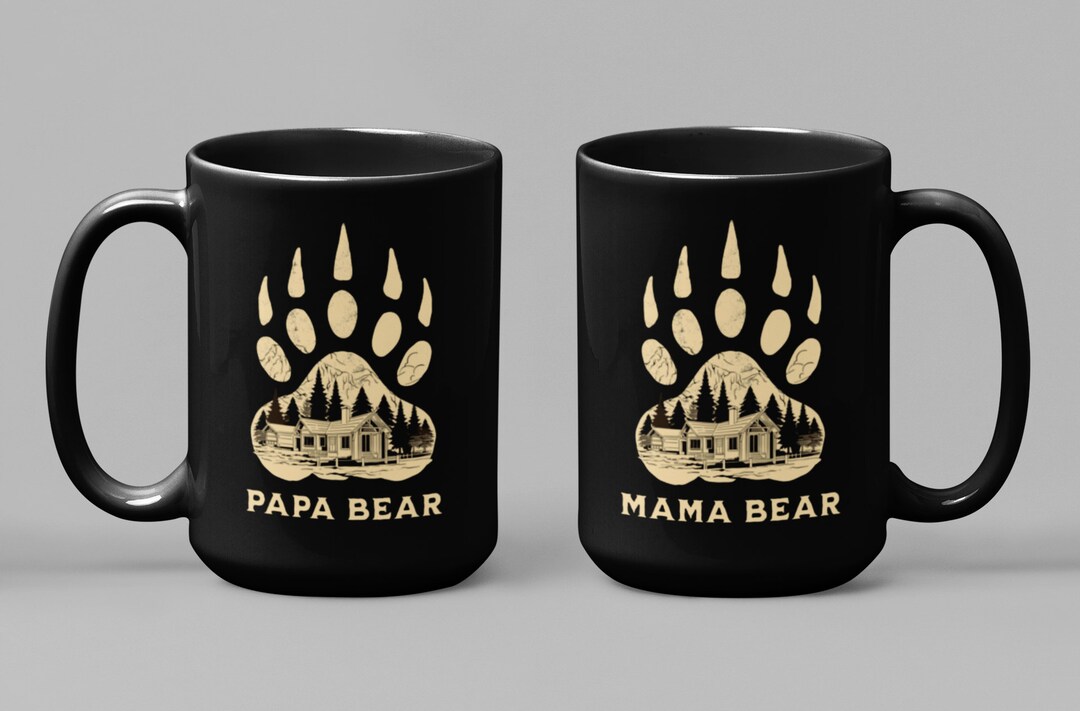 Mama Bear Mug Bear Family His and Her Mugs 15oz Papa Bear Mug Bear Claw ...