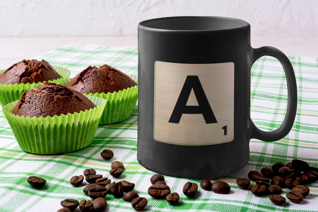Personalized Scrabble Tile Initial Coffee Mug | Scrabble Board Game ...